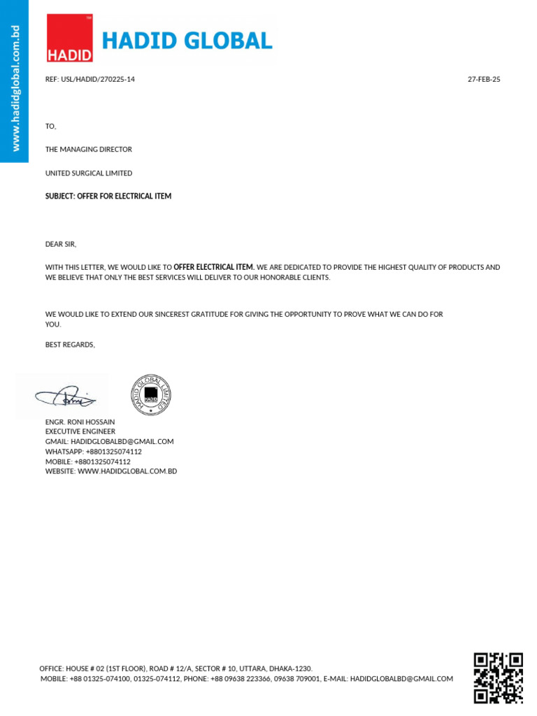 Req 25 Offer For Electrc Item UCB HGL 260225 14 | PDF