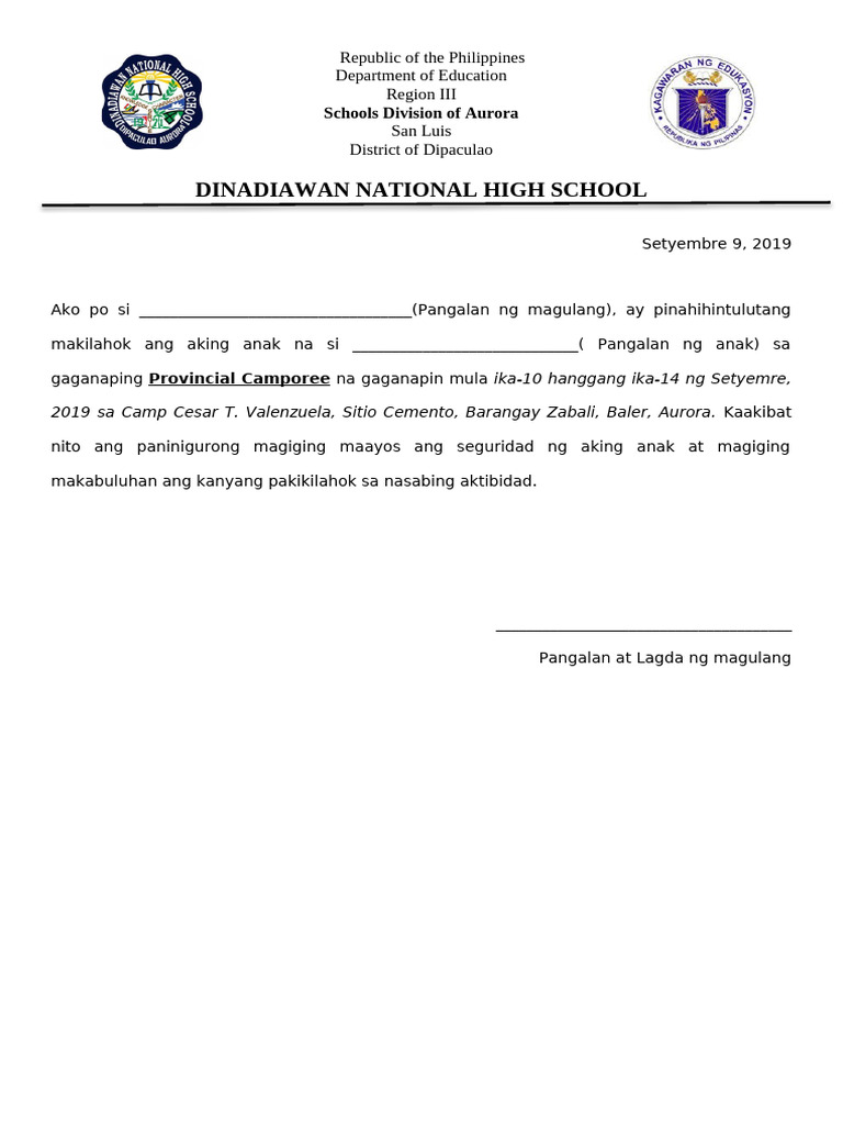 Parents Consent BSP | PDF