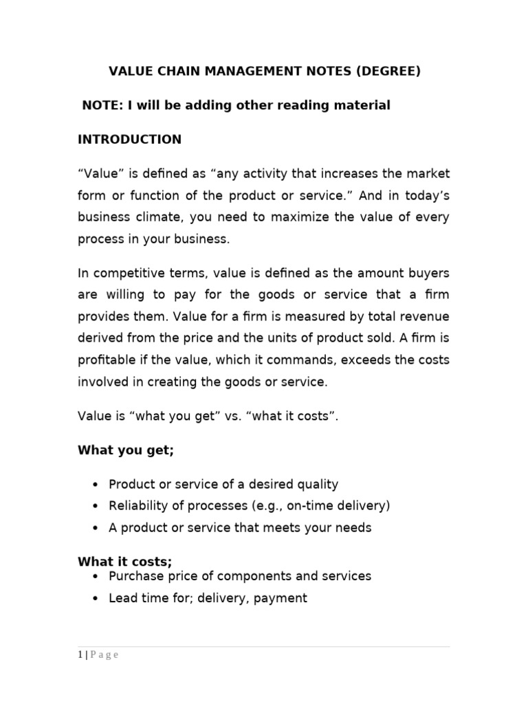 Understanding Value Chain Management | PDF | Supply Chain | Electronic ...