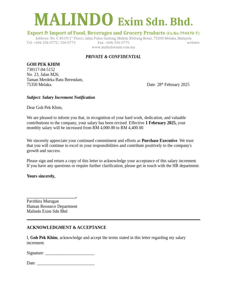 Salary Increment Notification | PDF