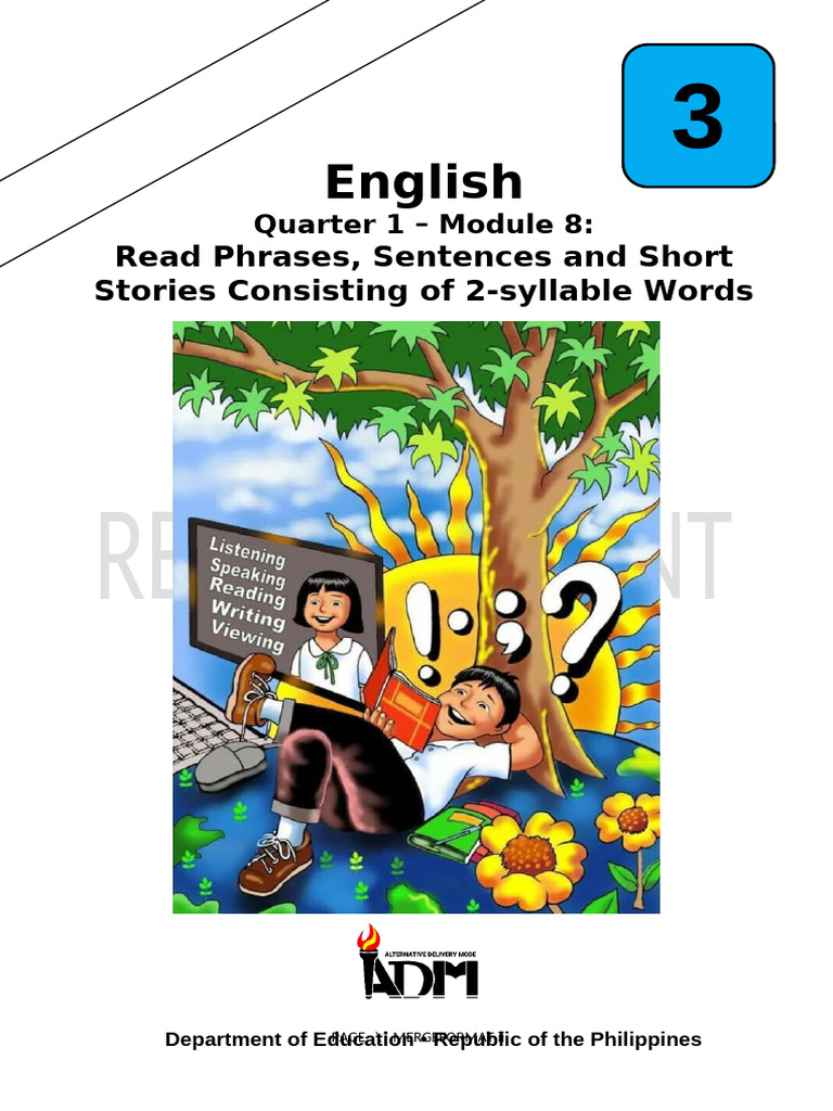 SLM - English 3 - Q1 - Module 8 - Read Phrases, Sentences and Short Stories Consisting of 2 ...
