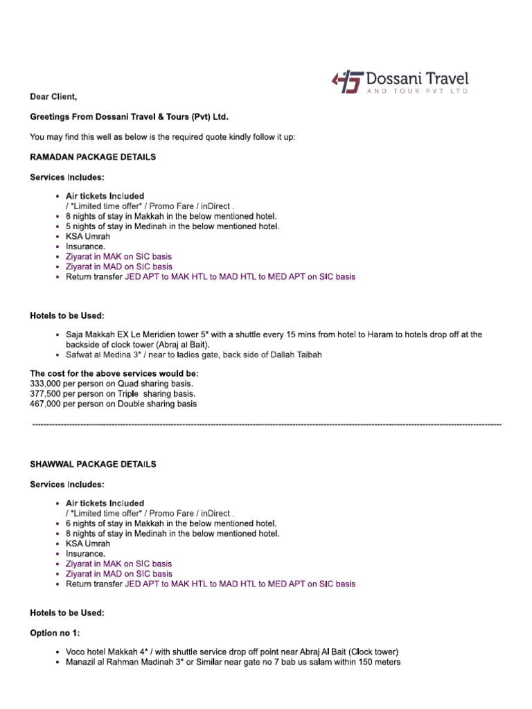 Ramadan & Shawwal Package | PDF