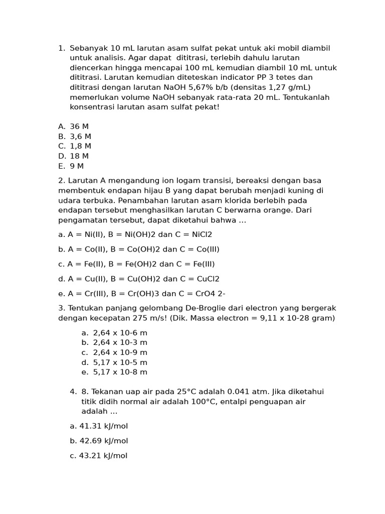 Soal Seleksi Olim Kimia 25 | PDF