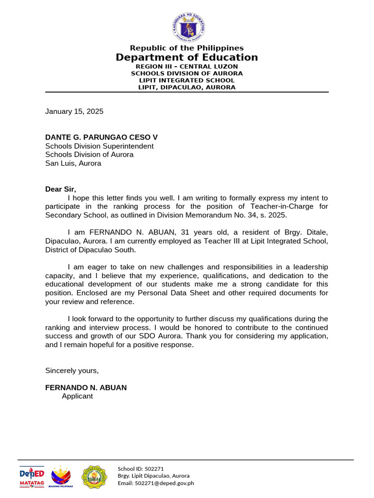 LETTER OF INTENT - Fernando | PDF