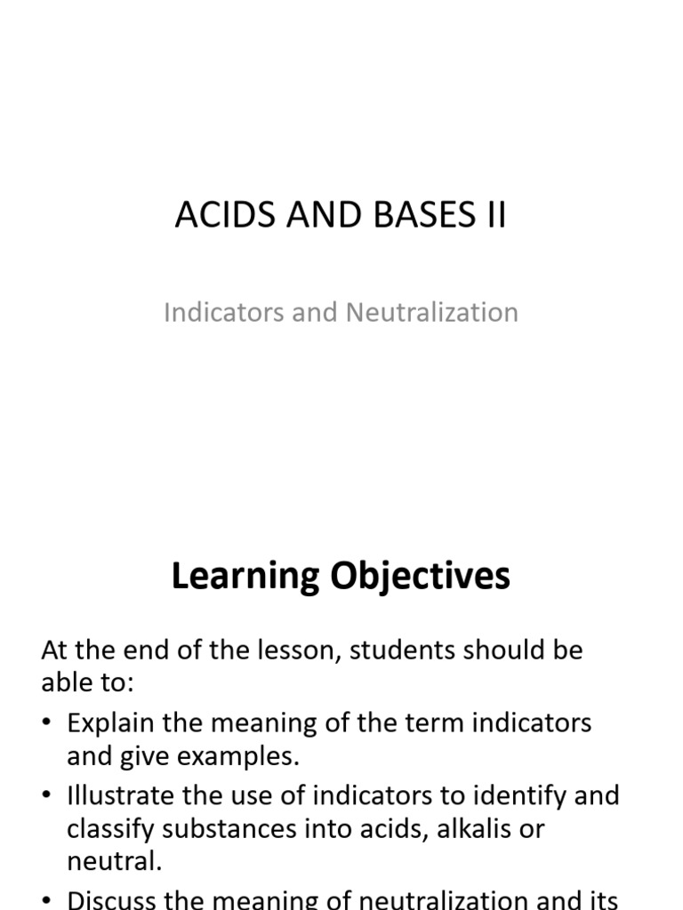 ACIDS AND BASES II (Indicators and Neutralization) | PDF | Acid ...