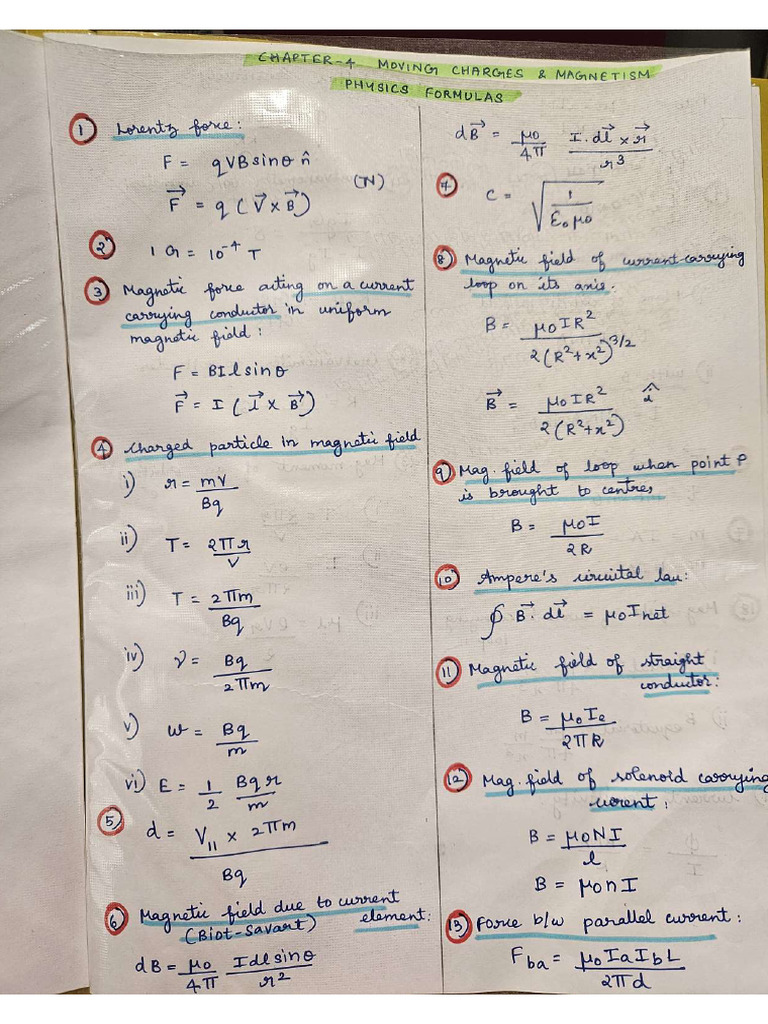 Physics Formulae Class 12 | PDF