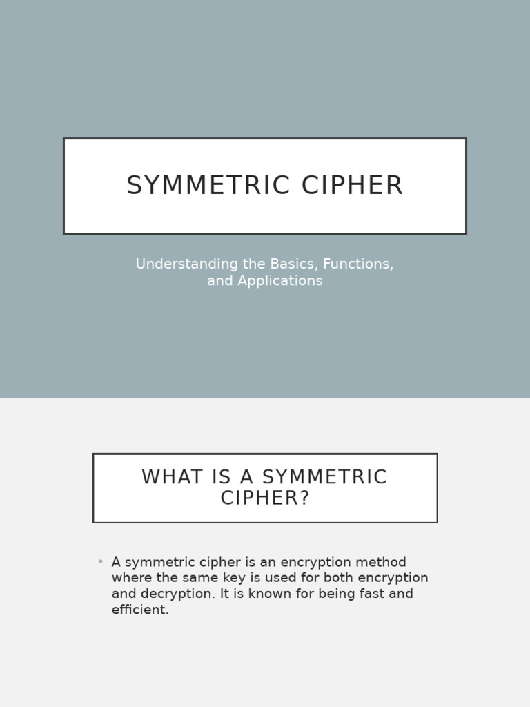 Symmetric Cipher Presentation Pdf Encryption Key Cryptography