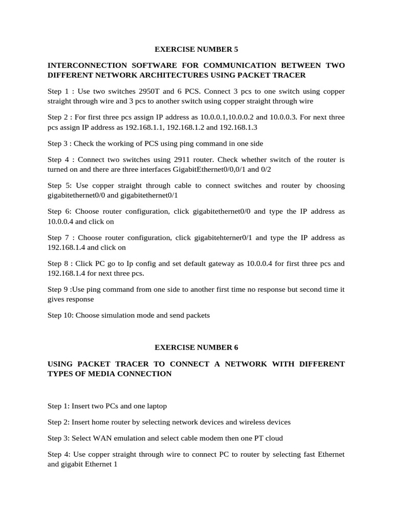 CN LAB Exercises 5 6 and 11 steps (1) | PDF | Router (Computing) | Network Switch