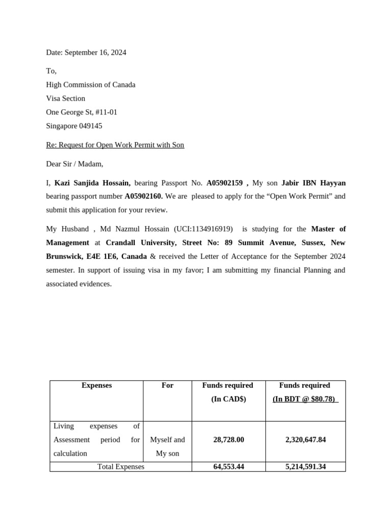 Canada Cover Letter For Open Work | PDF | Economies | Taxes