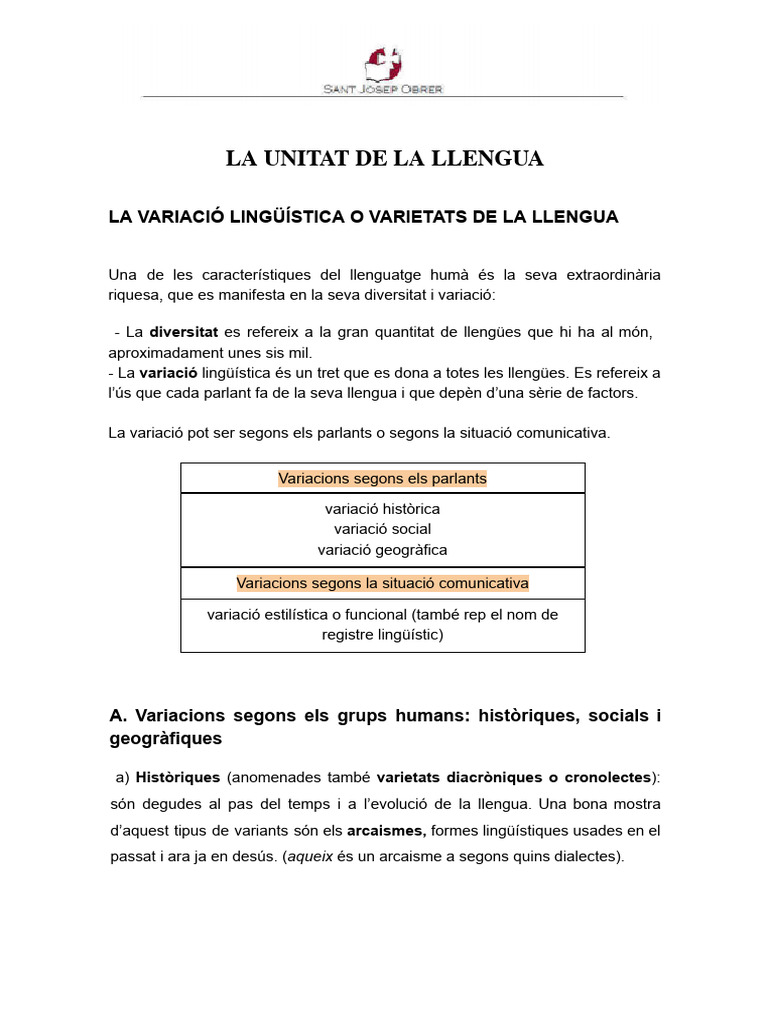 Unitat de la llengua | PDF