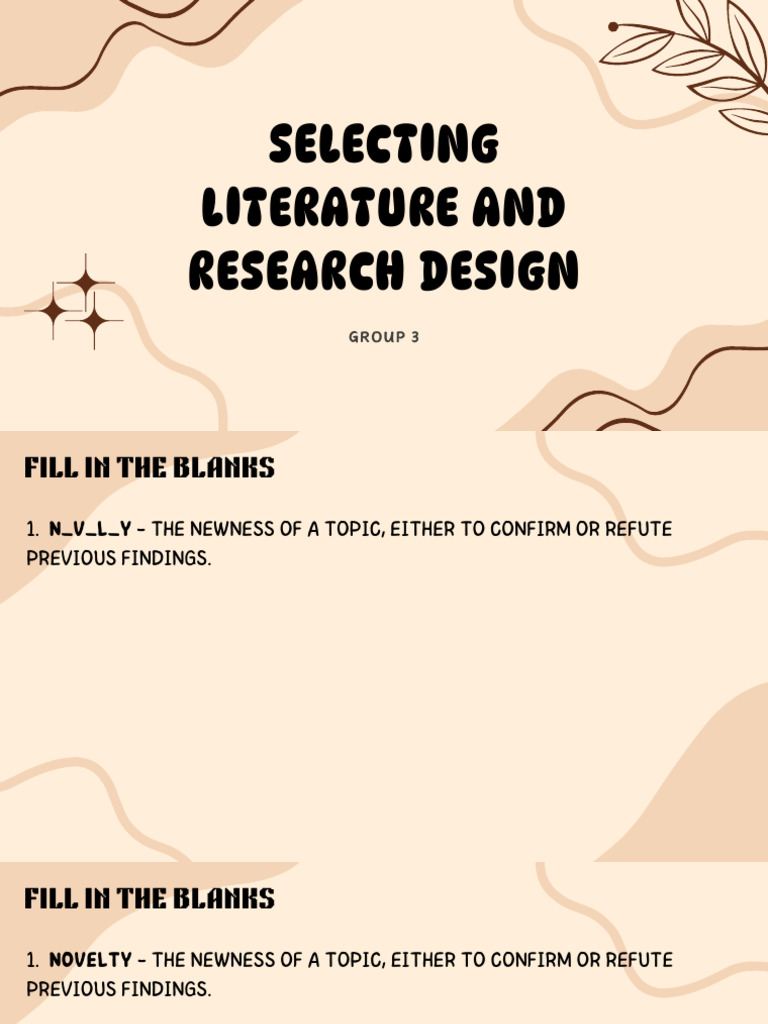 Selecting Literatures and Research Design - PR1 - PPT | PDF | Citation | Apa Style
