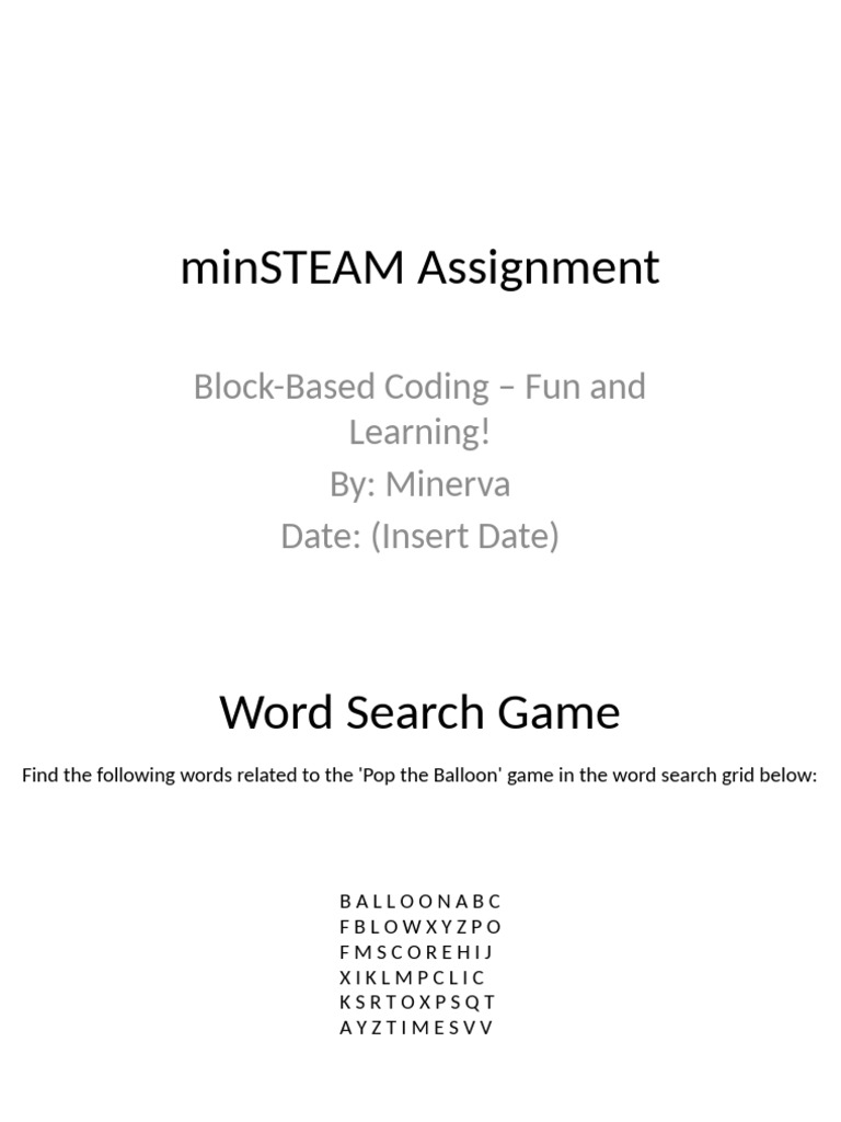 minSTEAM Coding Assignment Guide | PDF