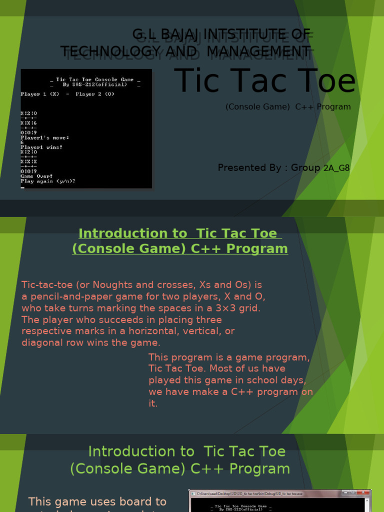 Tic Tac Toe C Project Presentation | PDF | Computer Engineering | Software Development