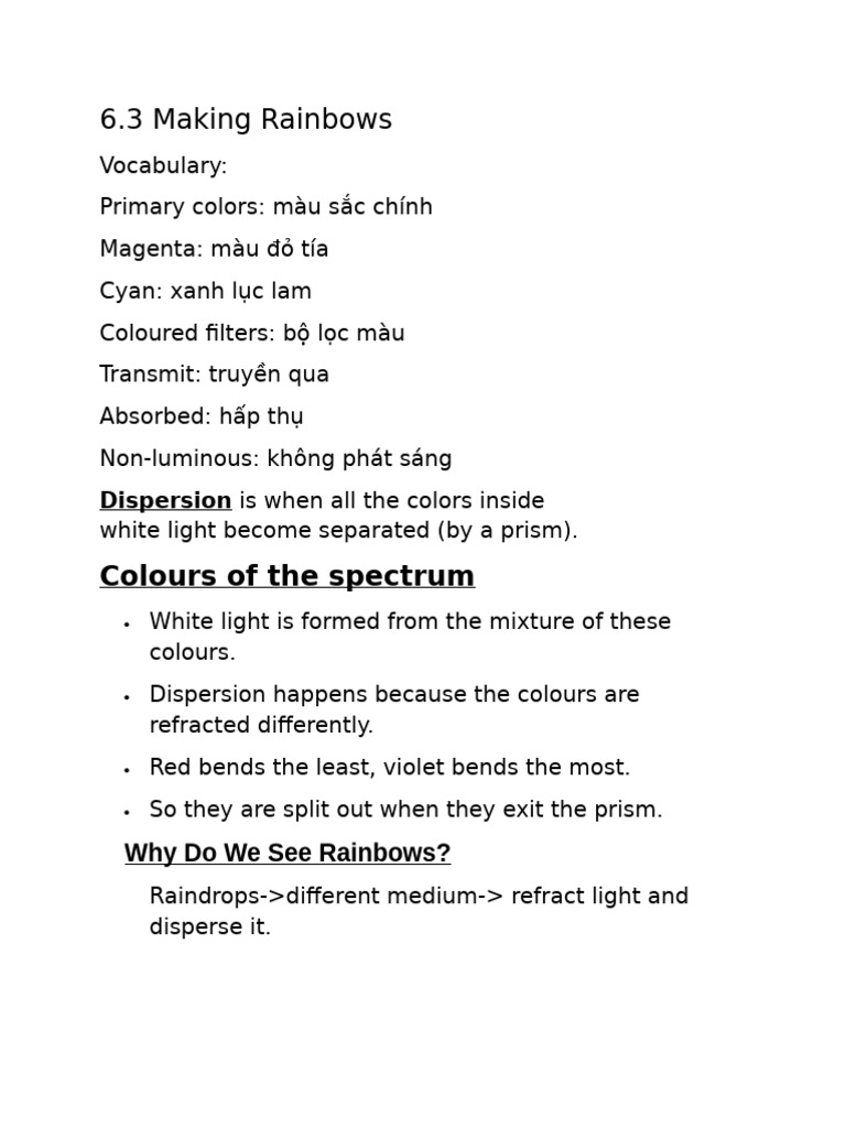 6.3 Making Rainbows Lower Secondary Science | PDF