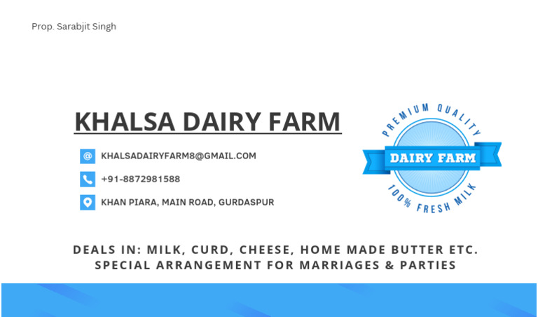 Dairy Visiting Card | PDF