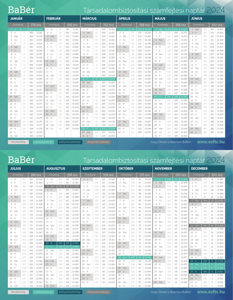BaBer TBnaptar 2024 2oldal | PDF