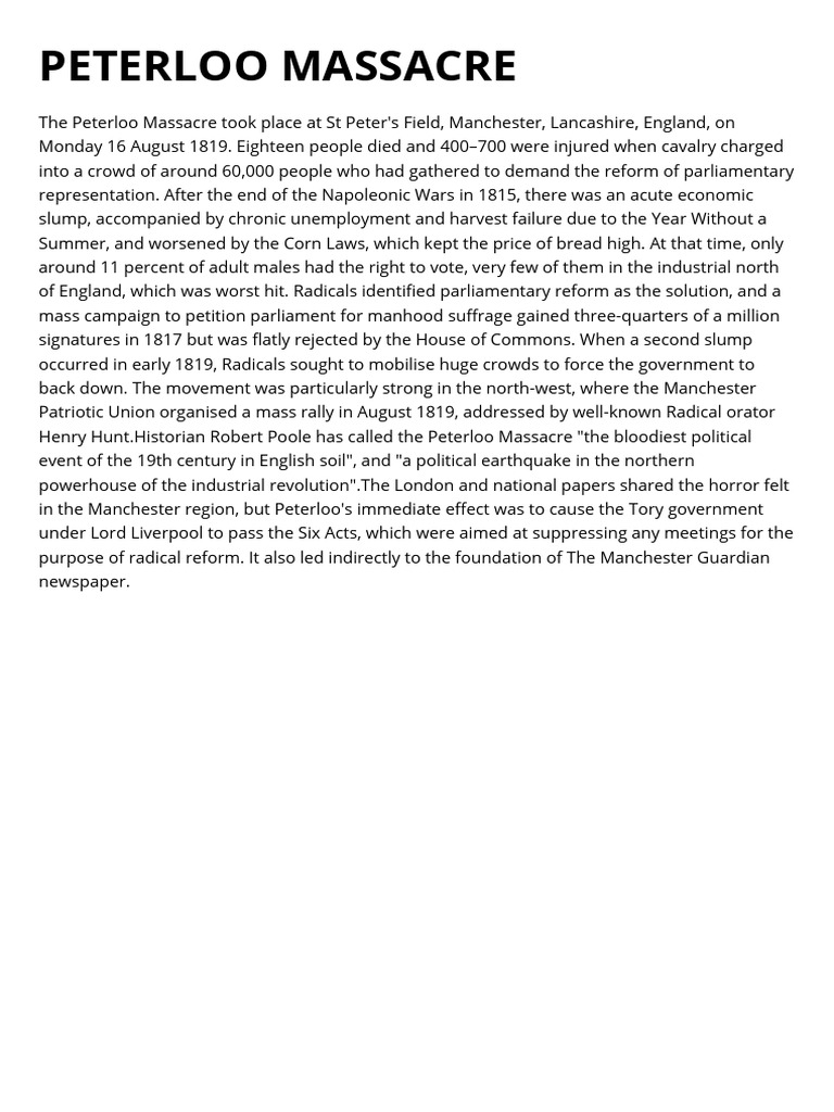 Peterloo Massacre - 20250211 - 101642 - 0000 | PDF