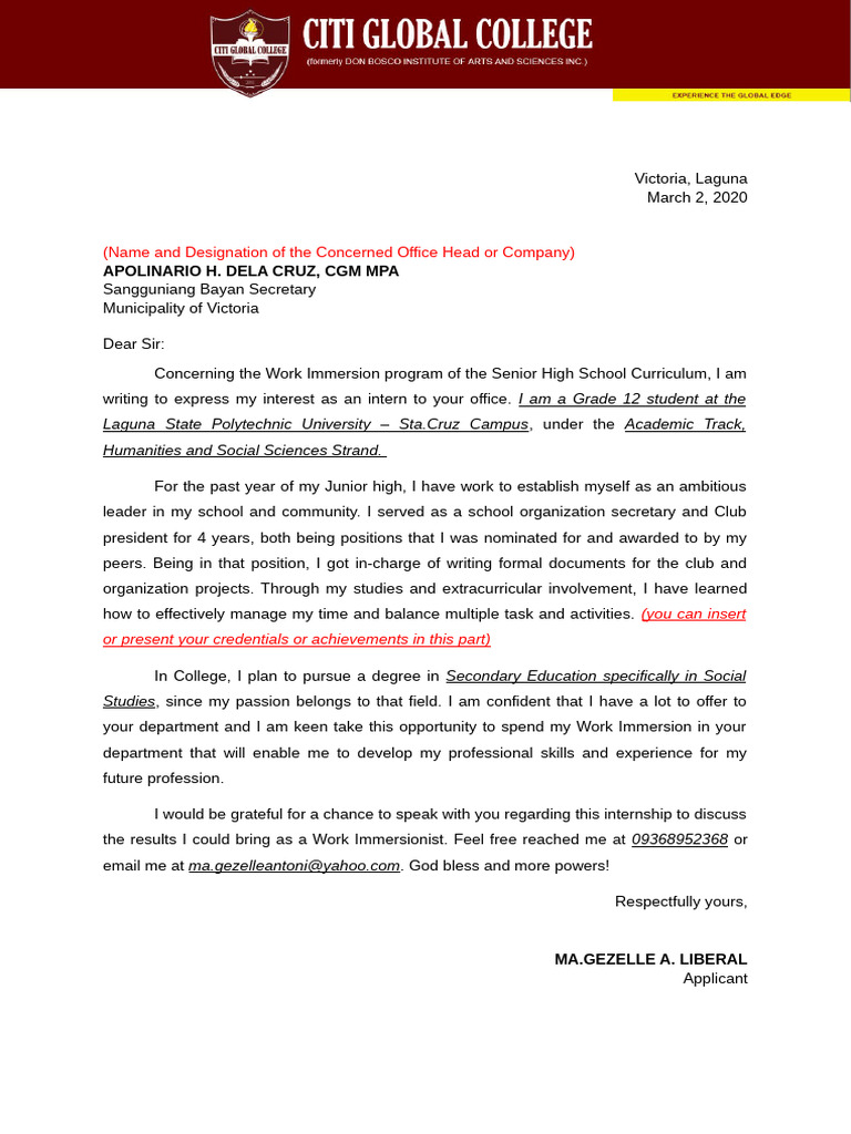 Application Letter (1) | PDF
