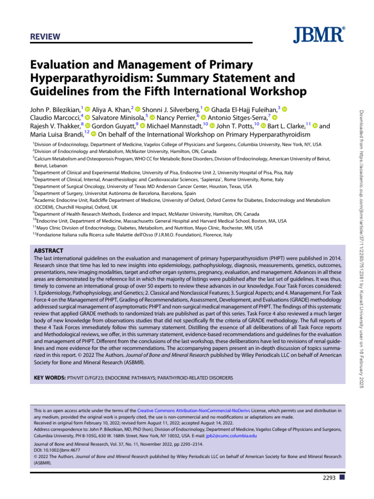 Guidelines for Managing Primary Hyperparathyroidism | PDF | Endocrine ...