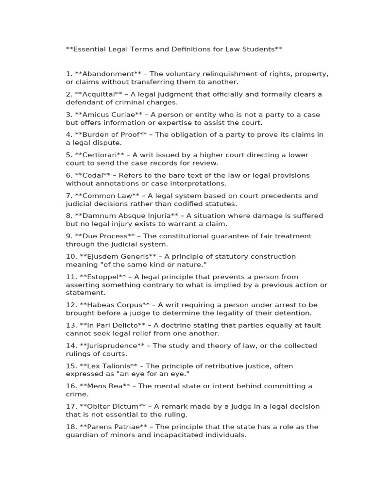 Legal Terms for Law Students | PDF