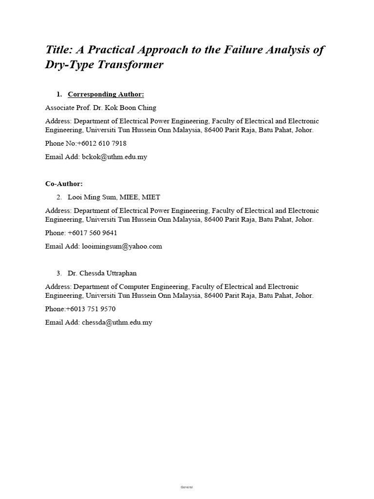 Dry-Type Transformer Failure Analysis Guide | PDF | Transformer ...
