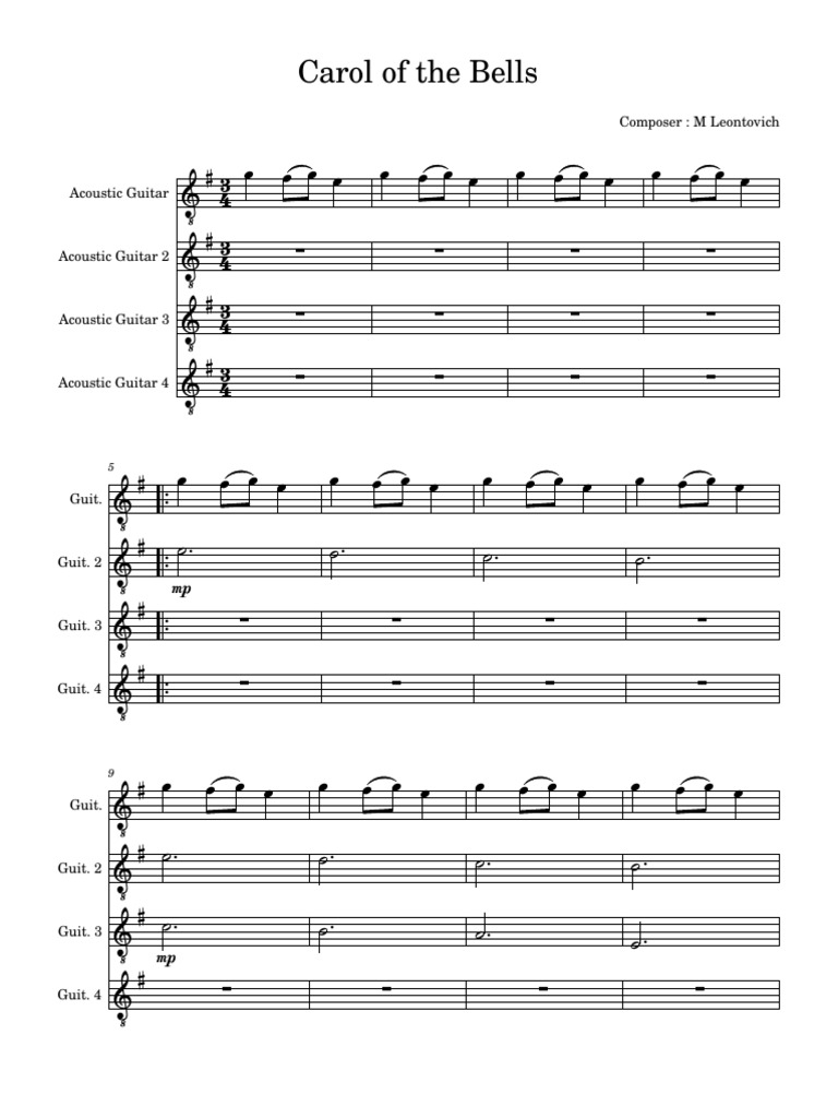 Carol of the Bells Guitar Sheet Music | PDF