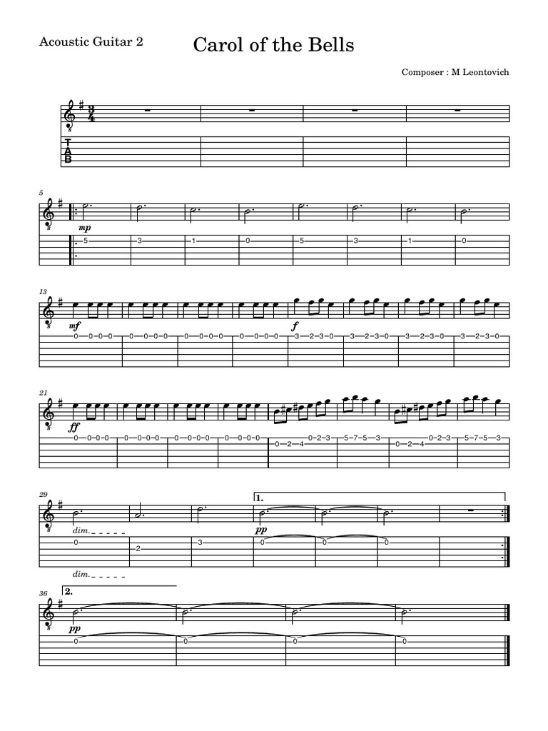 Carol of The Bells - Guitar-Acoustic - Guitar - 2 | PDF