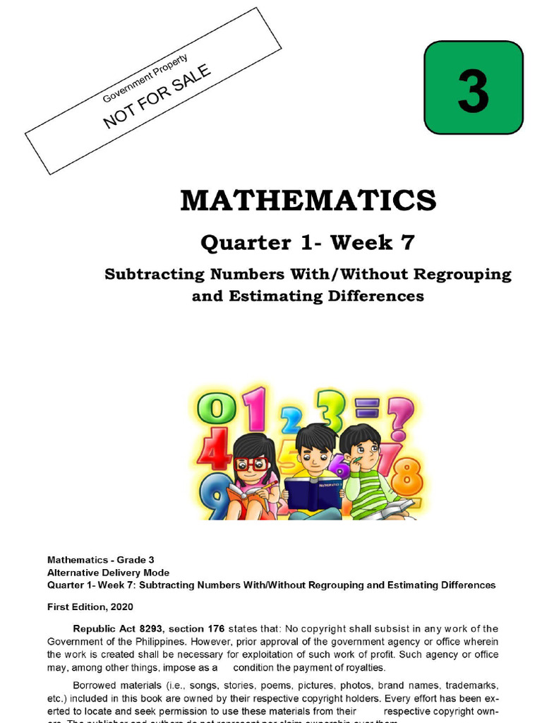 Math3 - q1 - Mod7 - Subtracting Numbers With Without Regrouping and ...