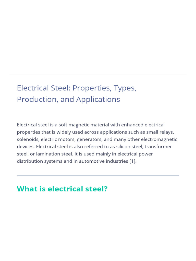 Electrical Steel - Properties, Types, and Applications - Matmatch | PDF ...