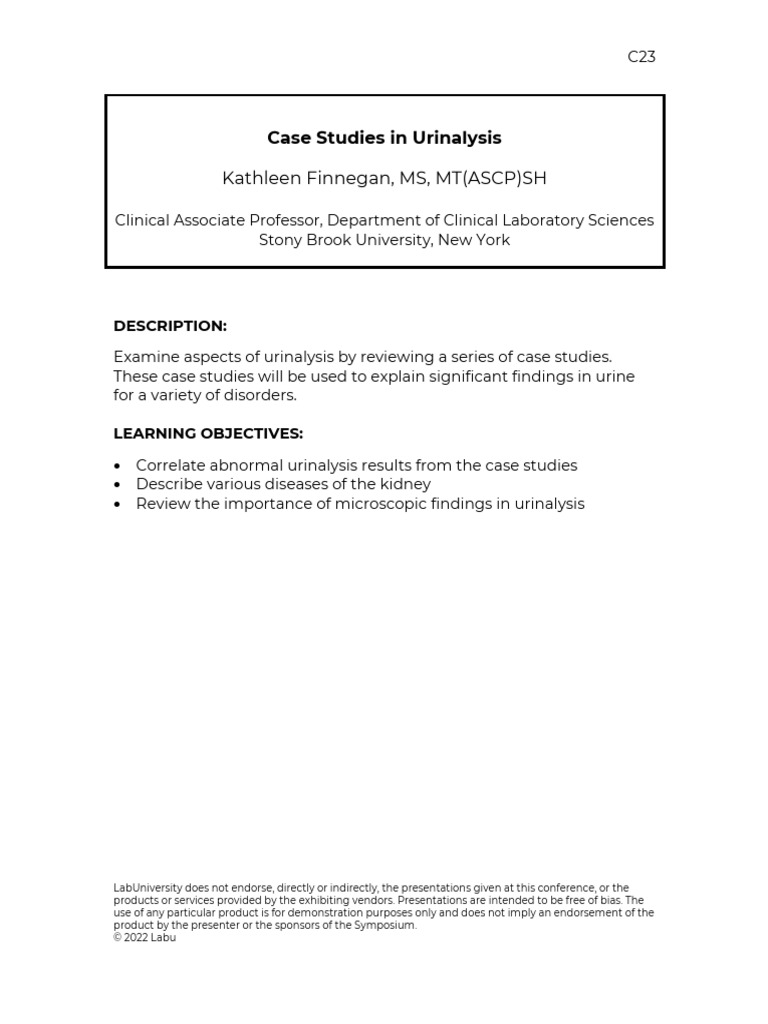 C23 Case Studiesin Urinalyasis | PDF | Kidney | Urinary Tract Infection
