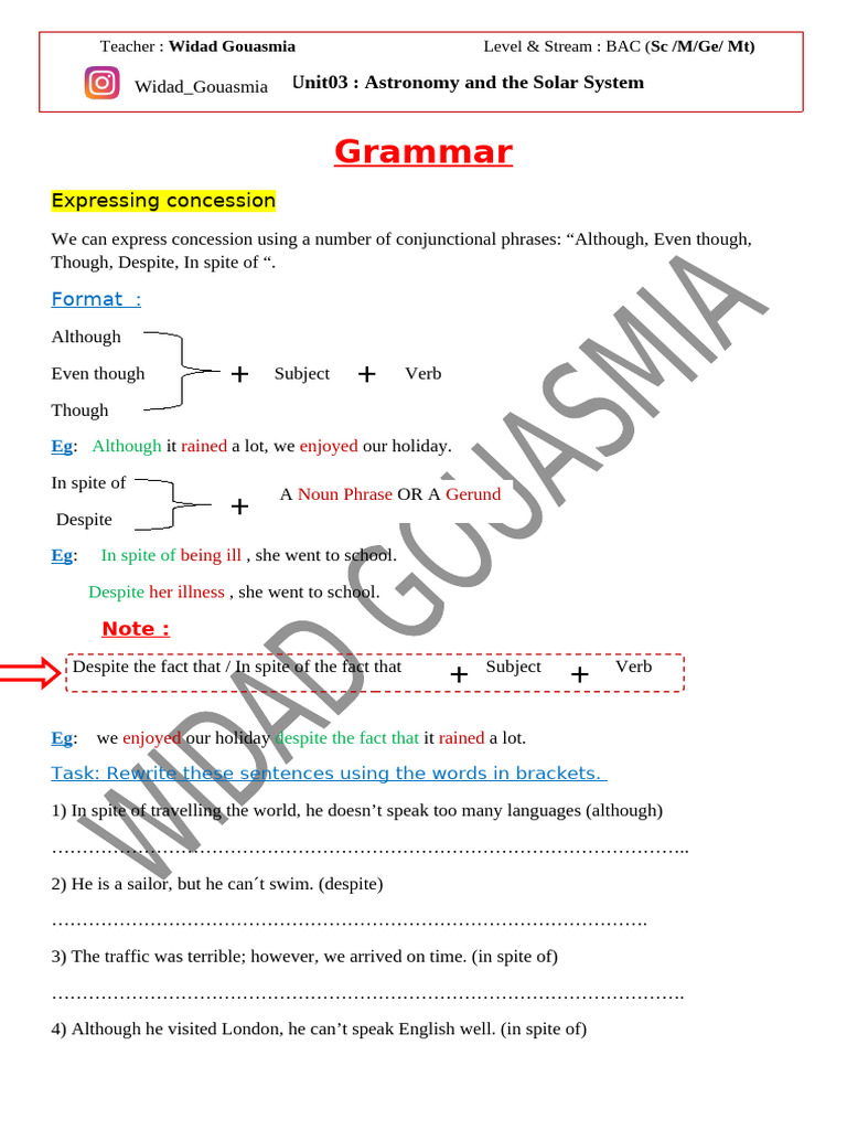 Grammar for BAC Students | PDF | Planets | Solar System