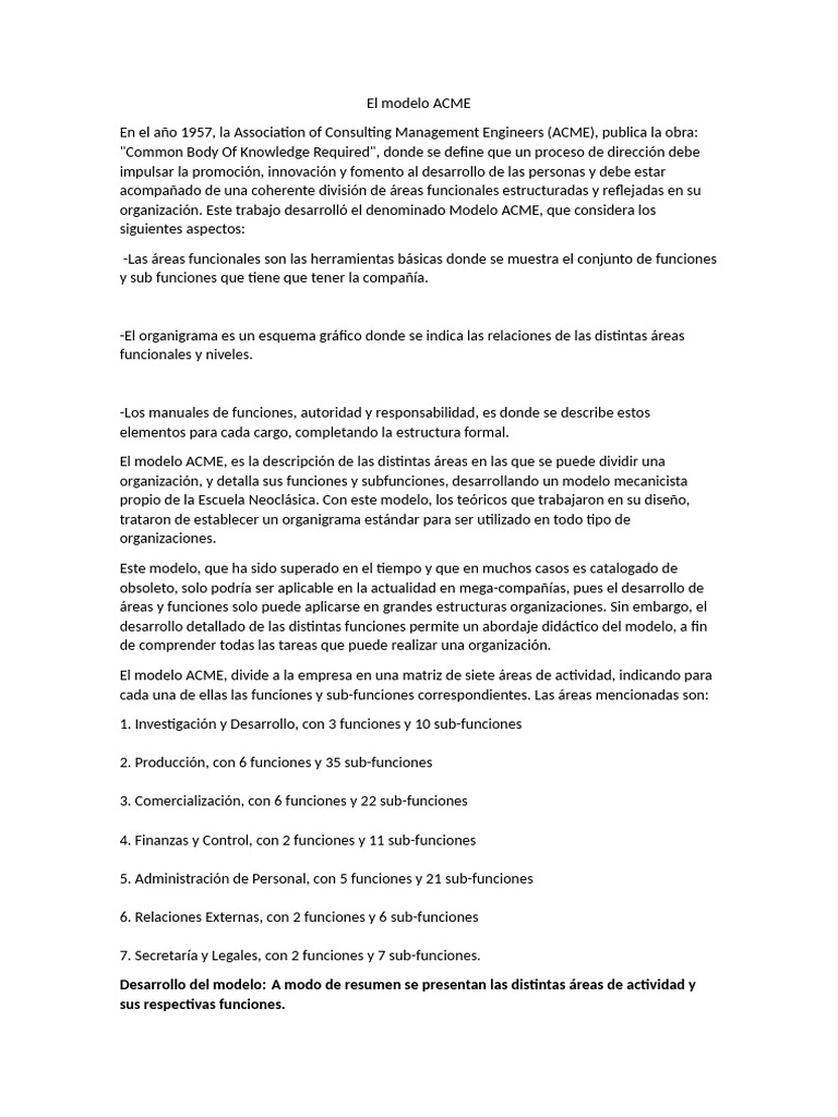 El modelo ACME | PDF | Calidad (comercial) | Business