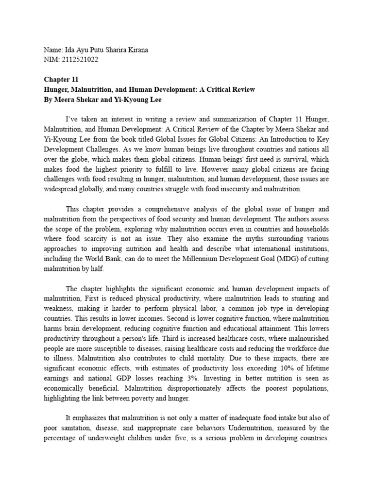 UTS_Isu-Isu Global_2112521022_Ida Ayu Putu Sharira Kirana | PDF | Human Nutrition | Malnutrition