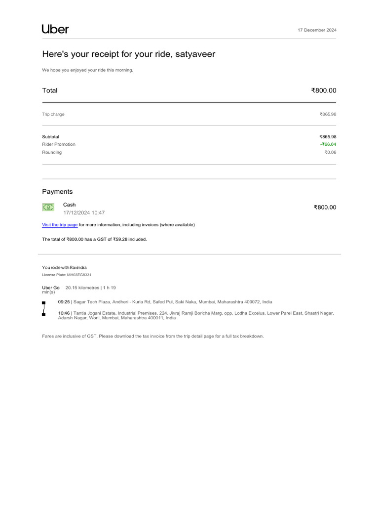 Uber Receipt | PDF