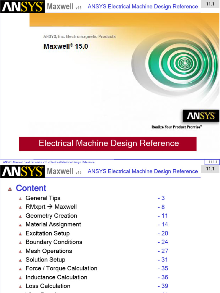 ANSYS Maxwell Field Simulator v15 - Electrical Machine Design Reference | PDF | Electromagnetism