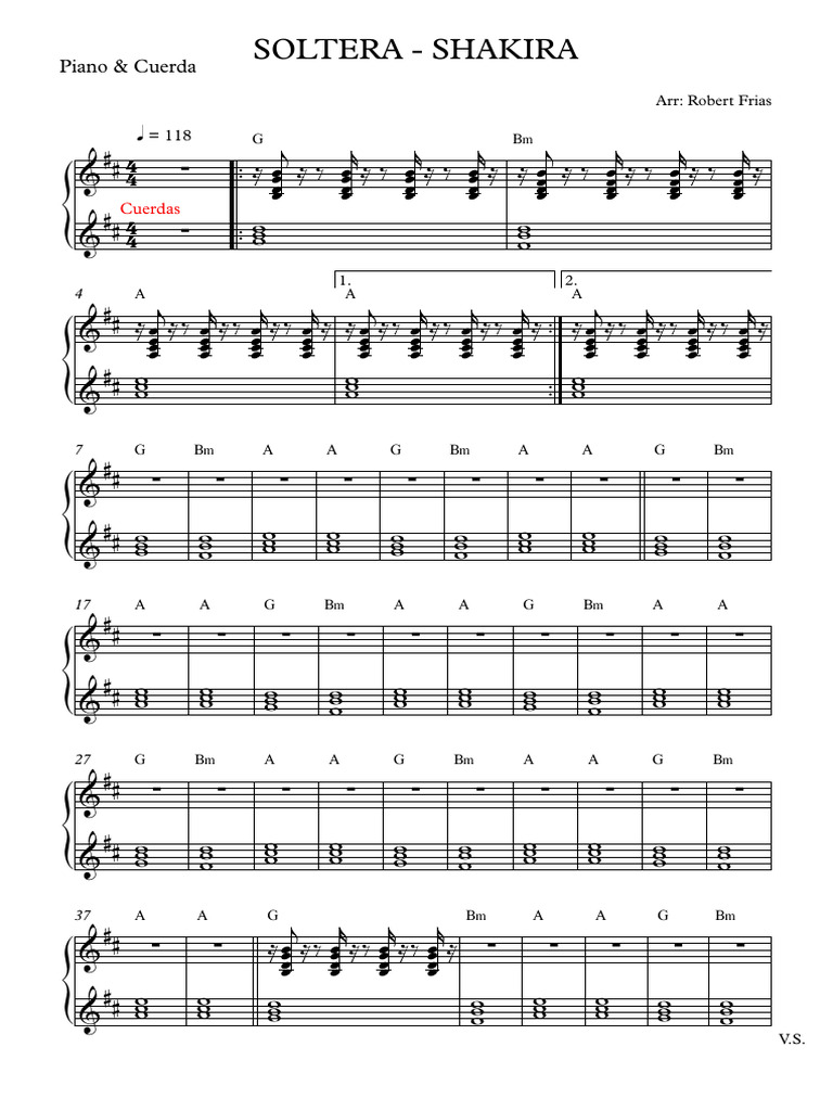 Piano - Shakira - Soltera | PDF