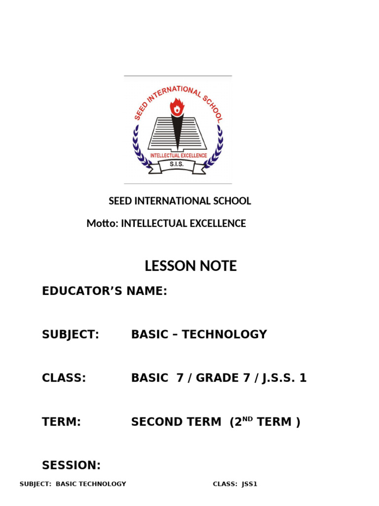 Basic Technology JSS1 2ND Term Note | PDF | Drawing | Building Materials