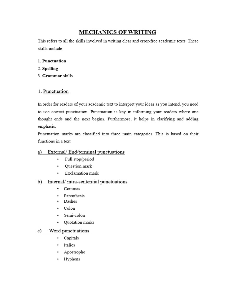 MECHANICS OF WRITING | PDF | Punctuation | Linguistic Morphology
