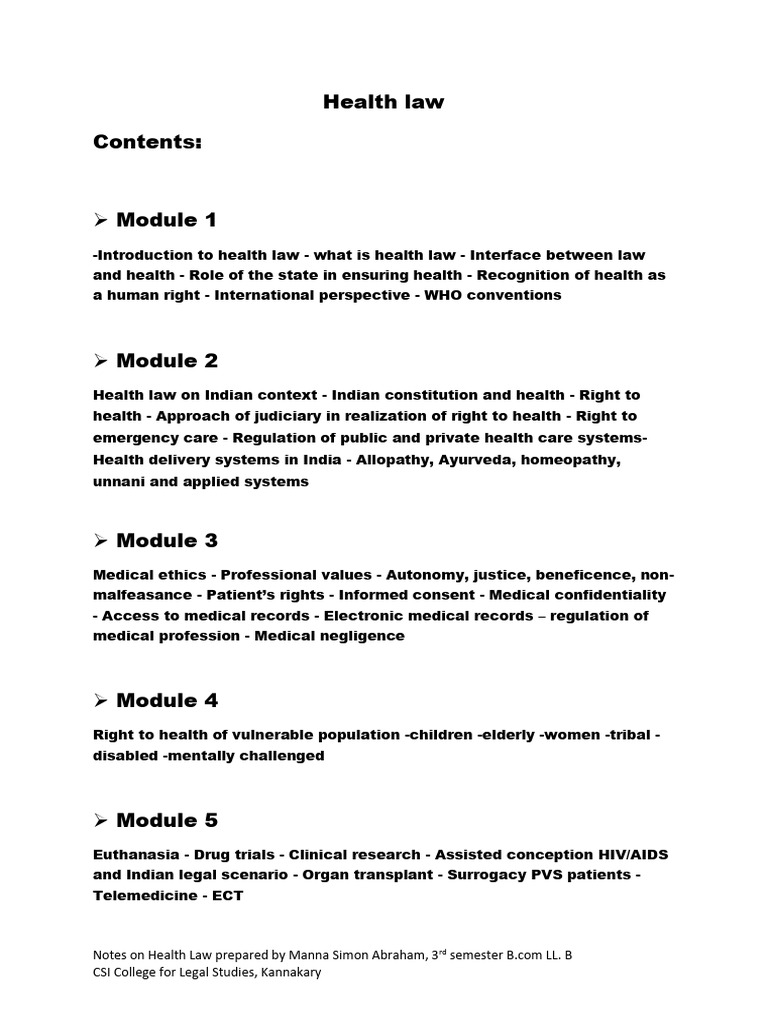 Overview of Health Law in India | PDF | Homeopathy | Health Sciences