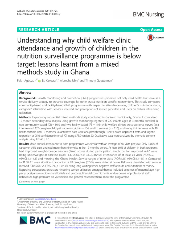 Child Welfare Clinic Attendance in Ghana | PDF | Student's T Test ...