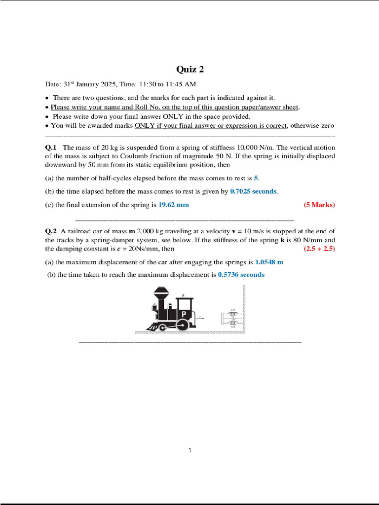 Quiz2 Solution | PDF