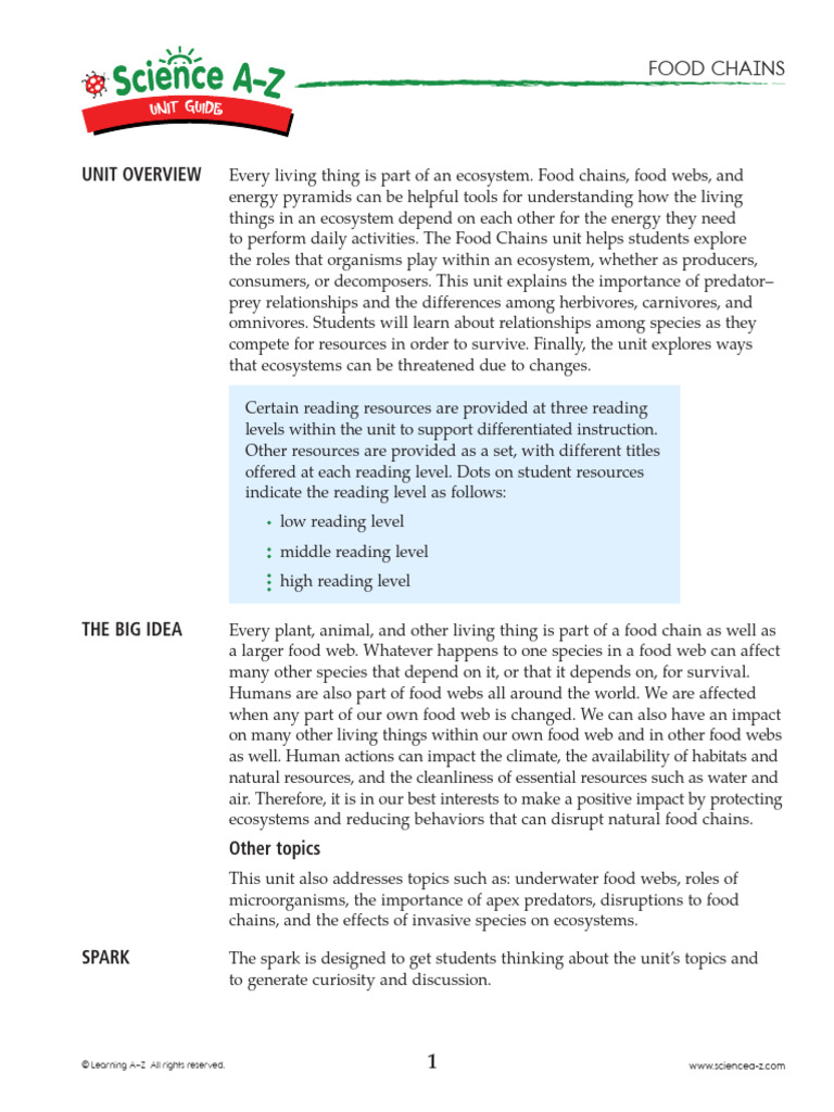 food_chains5-6_unit_guide | PDF | Food Web | Foods