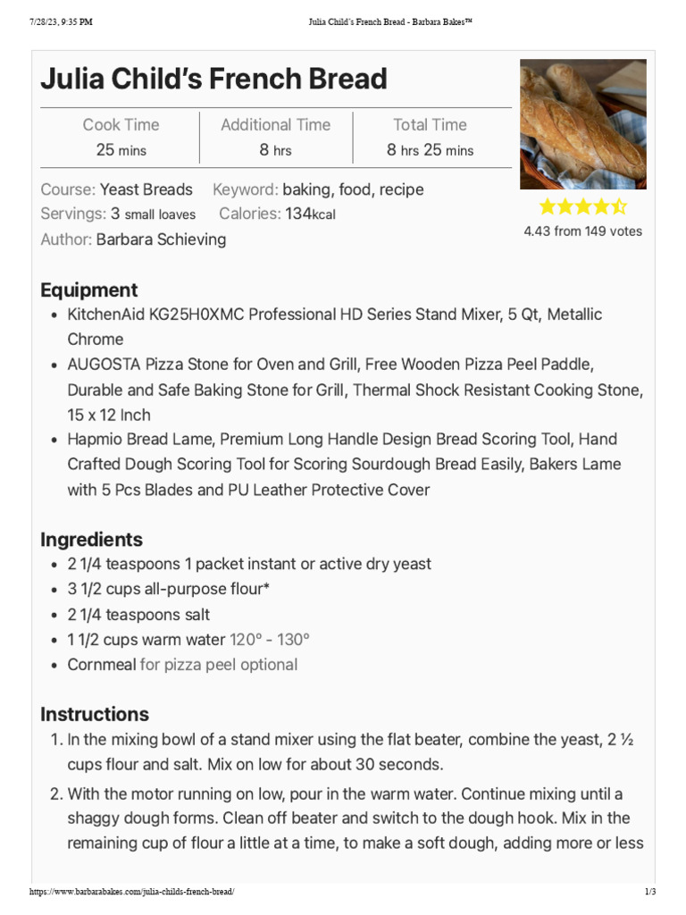 Julia Child’s French Bread - Barbara Bakes™ | PDF | Breads | Dough