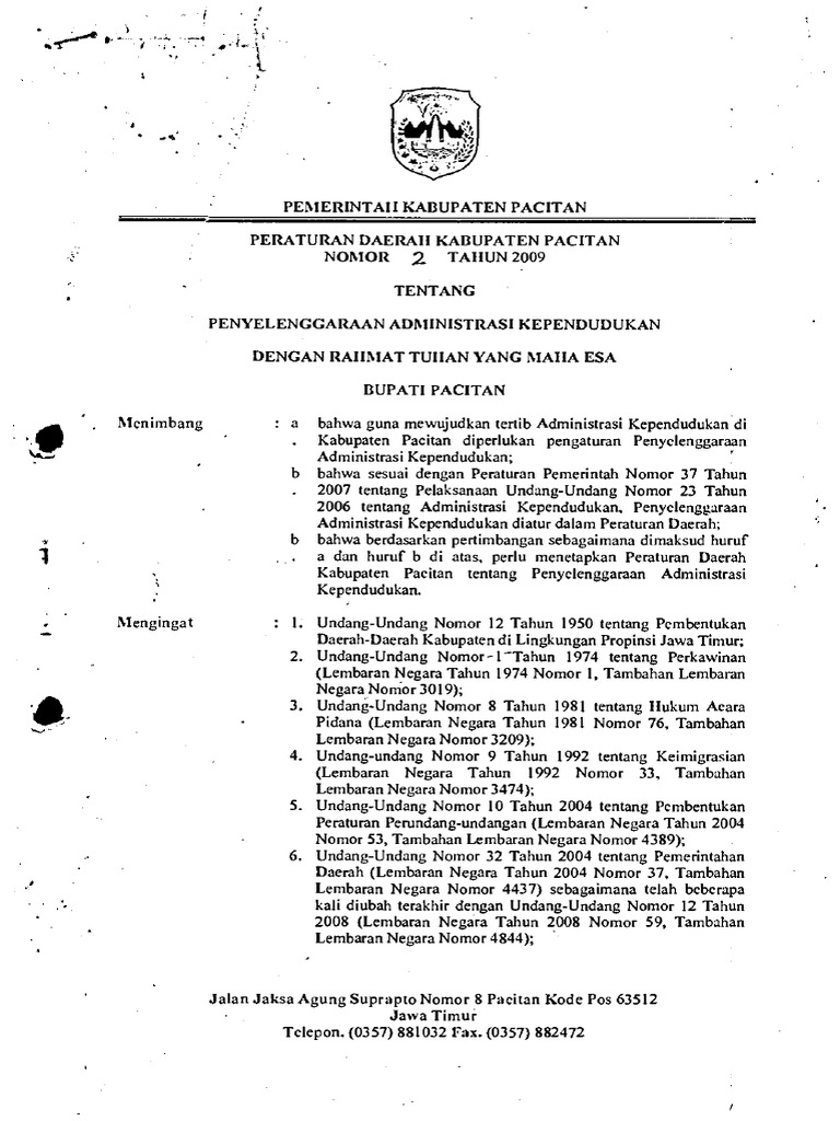 Perda No 02 Tahun 2009 | PDF