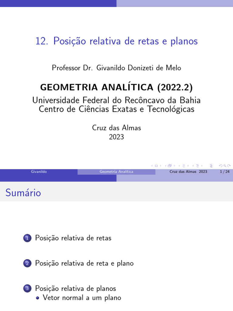 12__Posição_relativa_de_retas_e_planos | PDF | Linha (Geometria ...