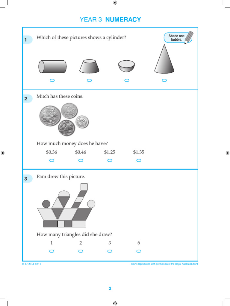 Year 3 Numeracy Practice Questions | PDF