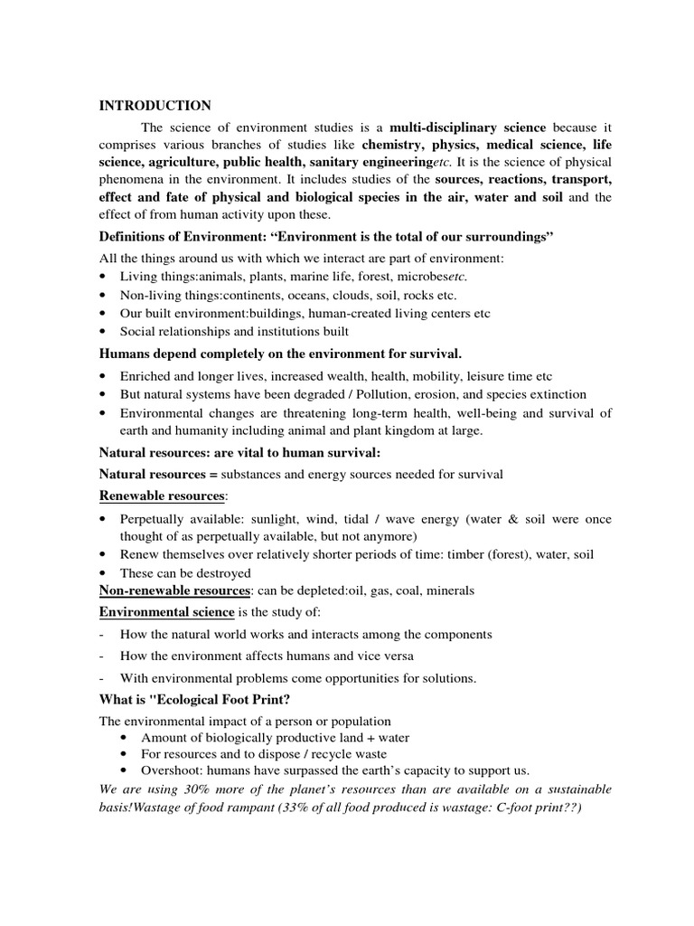 ENS-202-Environmental studies & Disaster Management | PDF | Pollutant ...