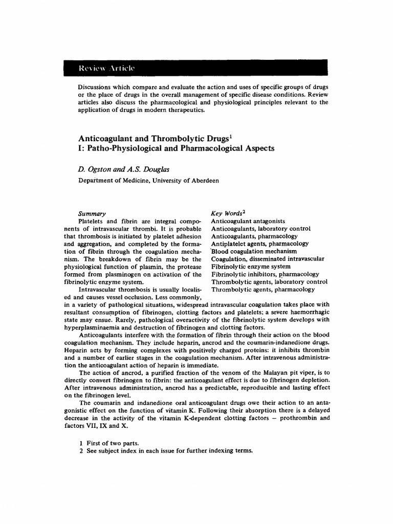 Anticoagulant and Thrombolytic Drugs 1 | PDF | Coagulation | Thrombus