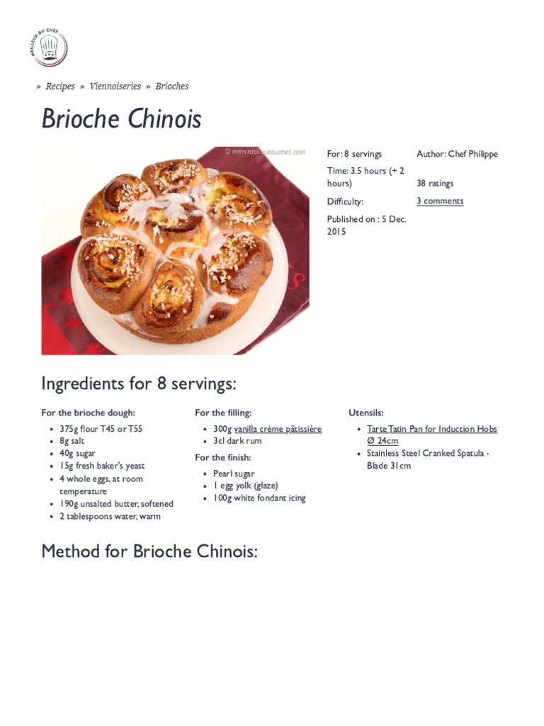 Brioche Chinois Recipe Guide | PDF | Dough | Icing (Food)
