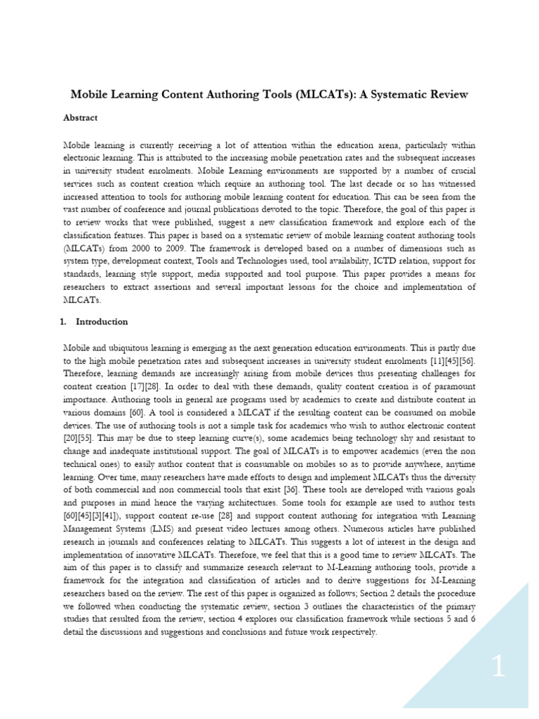 Review of Mobile Learning Authoring Tools | PDF | Usability | Educational Technology